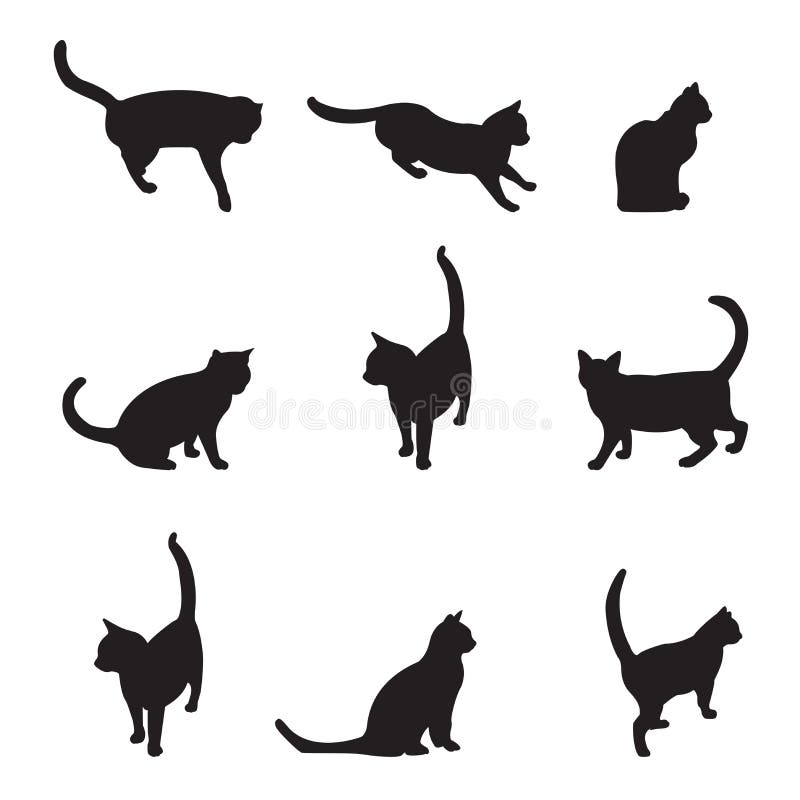 Silhouette cats stock vector. Illustration of tail, mustache - 33102872