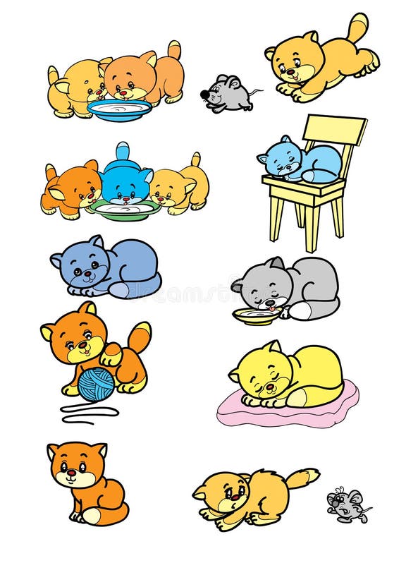 Cats stock vector. Illustration of mouse, fear, calmness - 9902016