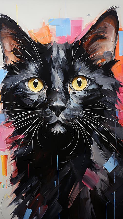 Cats, Art Painting in Esoteric Style Stock Illustration - Illustration ...