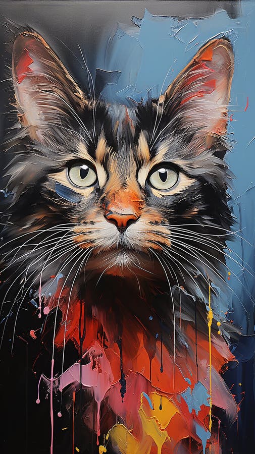 Cats, Art Painting in Esoteric Style Stock Illustration - Illustration ...