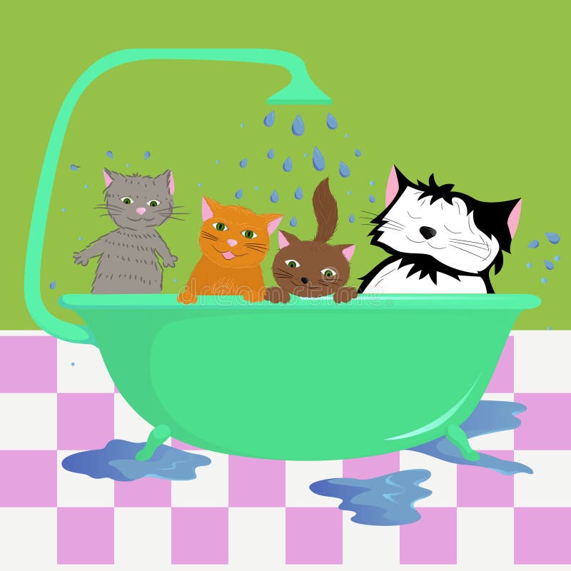 Cats in bath stock vector. Illustration of caper, tile - 41431151