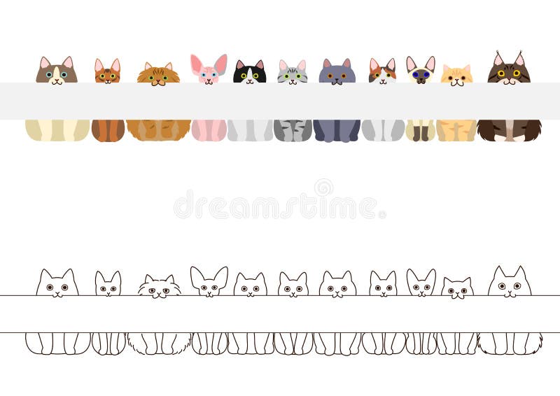 Cats Border Set, with Long Blank Board Stock Vector - Illustration of ...