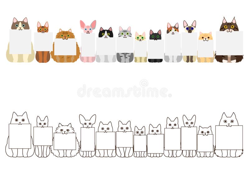 Cats and Small Dogs Border Set. Funny Dog and Cute Cat Best Friends ...