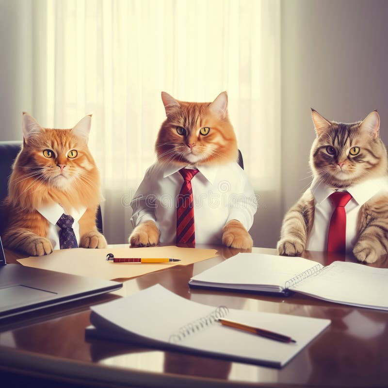 Cats Businessman in the Office with Documents and Diagrams Stock ...