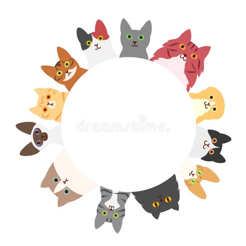 Cats Circle Frame with Copy Space Stock Vector - Illustration of animal ...