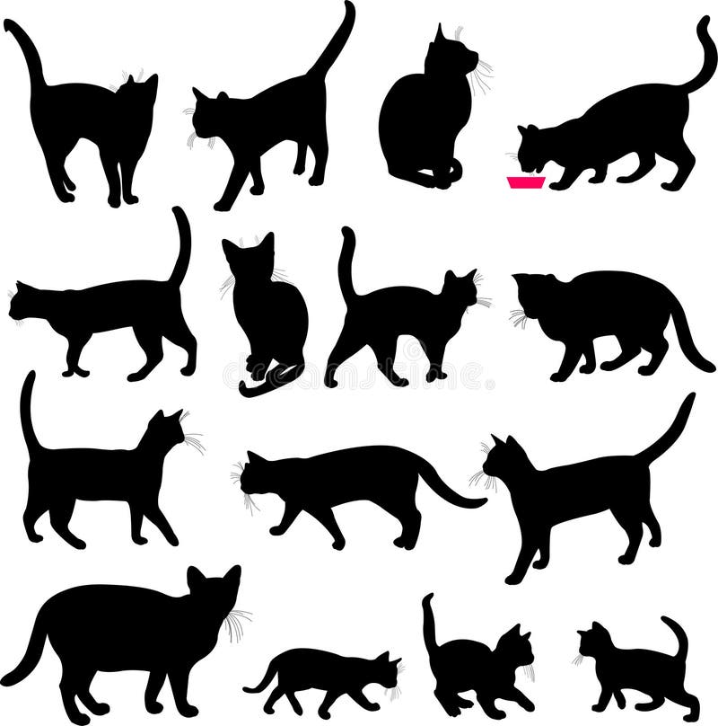 Silhouette cats stock vector. Illustration of tail, mustache - 33102872
