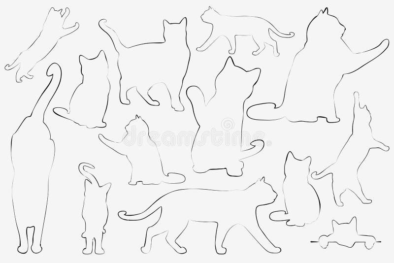 Cats Collection - Vector Outline Set Stock Vector - Illustration of ...