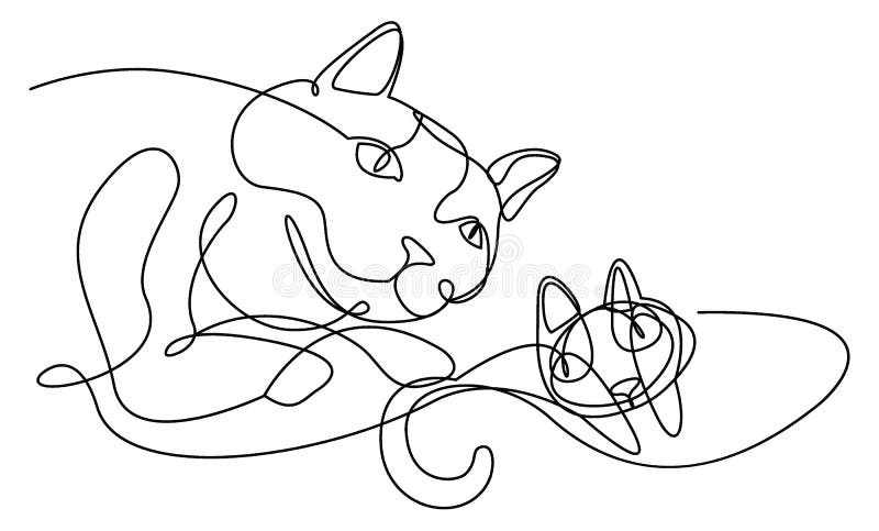 Line Drawing Two Cats Stock Illustrations – 349 Line Drawing Two Cats ...