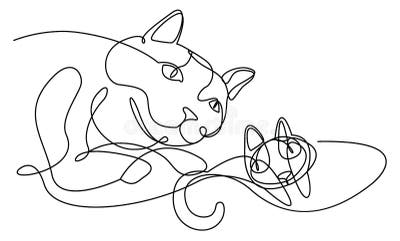 Line Drawing Two Cats Stock Illustrations – 349 Line Drawing Two Cats ...