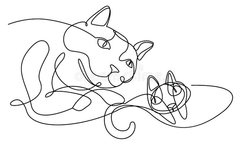 Line Drawing Two Cats Stock Illustrations – 349 Line Drawing Two Cats ...