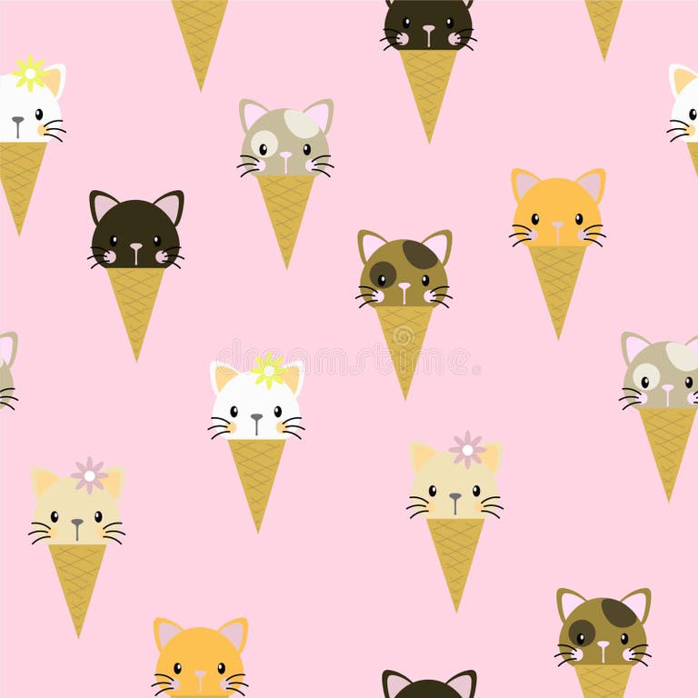 Cats Cream Vector Pattern Seamless Stock Vector - Illustration of cream ...