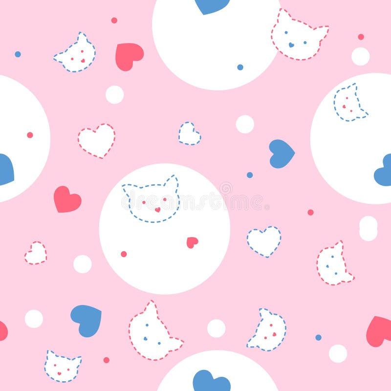 Cats, Cute Seamless Pattern Design Stock Vector - Illustration of ...