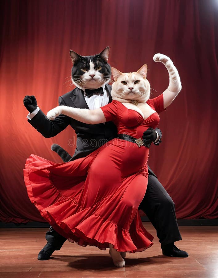 Cats on the dance floor stock illustration. Illustration of pair ...
