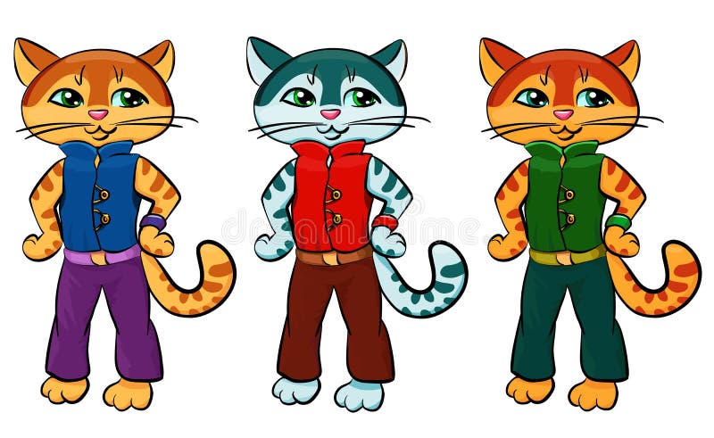 3 cats in different colors stock vector. Illustration of look - 98700659