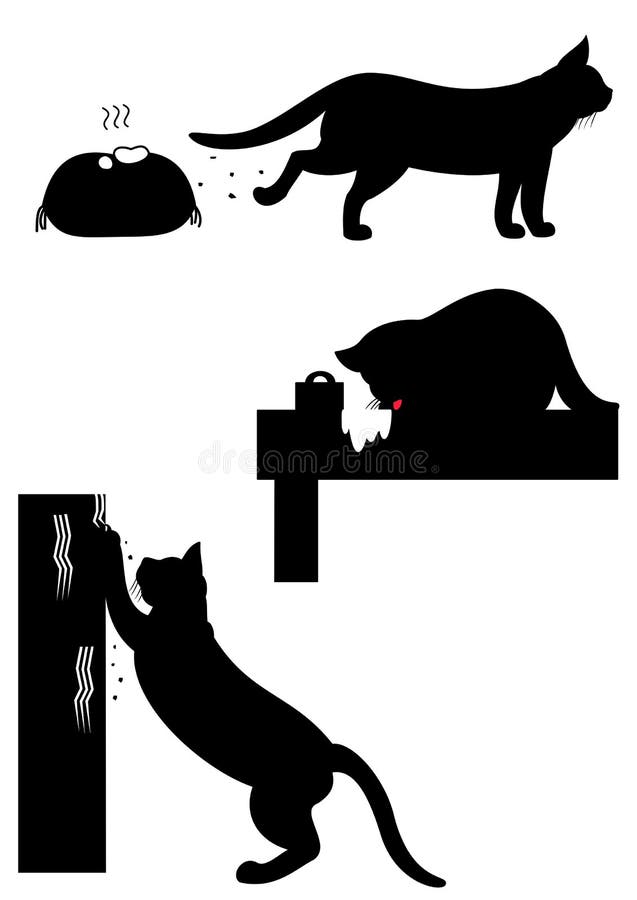 Cats difficult behaviors stock vector. Illustration of group - 35258618