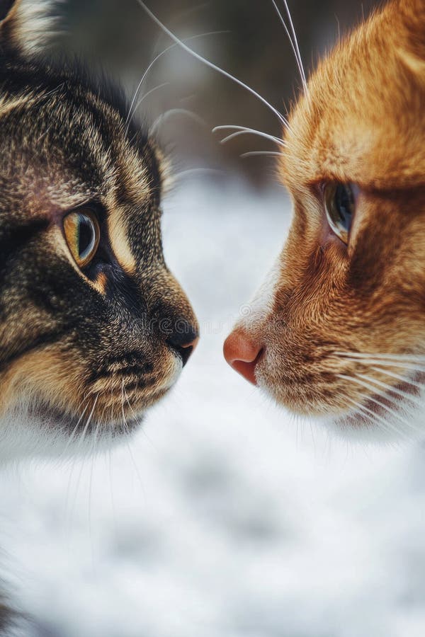 Cats facing each other stock photo. Image of pets, generated - 376575688