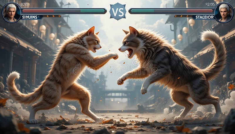 Cats Facing Off in a Fight Scene with Urban Background Stock ...