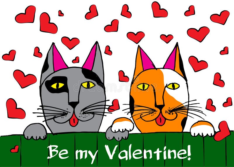 Ð¡ats on the fence. stock vector. Illustration of couple - 66189912