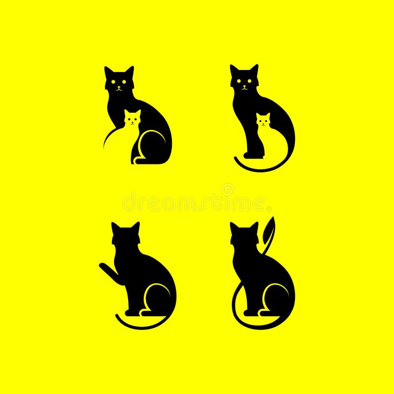 Cats Flat Icons Set Vector Designs Stock Vector - Illustration of korat ...