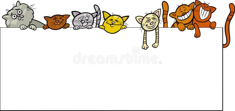 Cats with Frame Cartoon Design Stock Vector - Illustration of kitten ...