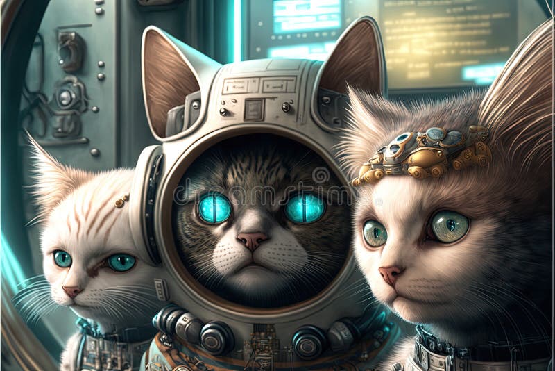 Cats of the Future Illustration Generative Ai Stock Illustration ...