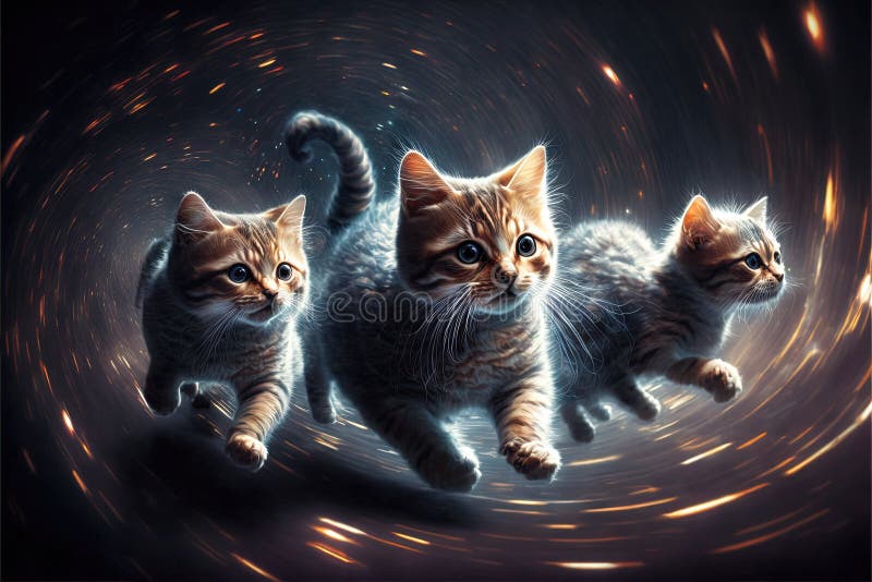 Cats Going To Hypespace at Light Speed Illustration Generative Ai Stock ...