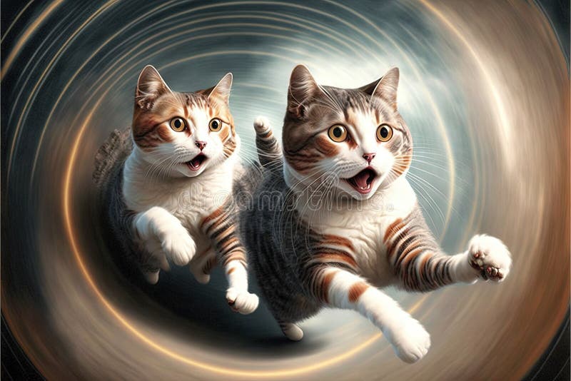 Cats Going To Hypespace at Light Speed Illustration Generative Ai Stock ...