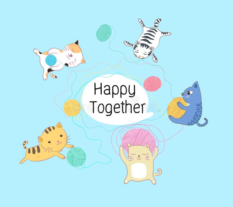 Cats Happy Together Vector Illustration Stock Vector - Illustration of ...