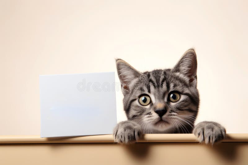 Cats Holding Blank Sign. Banner Mock Up Stock Image - Image of tabby ...
