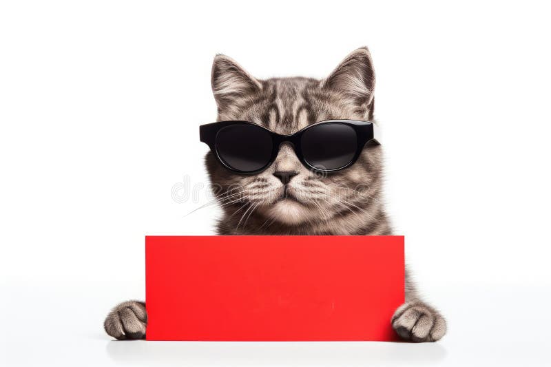 Cats Holding Blank Sign. Banner Mock Up Stock Image - Image of looking ...
