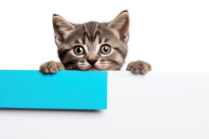 Cats Holding Blank Sign. Banner Mock Up Stock Photo - Image of domestic ...