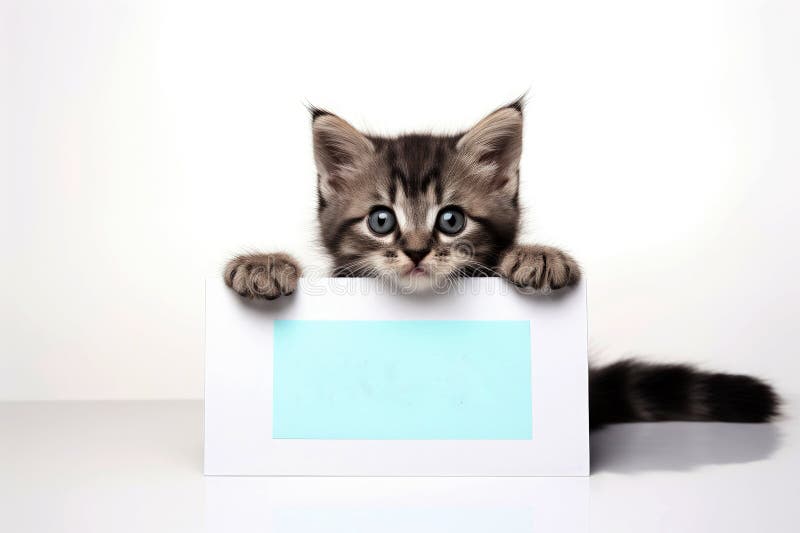 Cats Holding Blank Sign. Banner Mock Up Stock Photo - Image of group ...