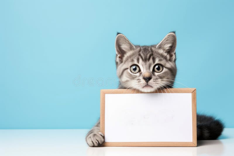 Cats Holding Blank Sign. Banner Mock Up Stock Photo - Image of holding ...