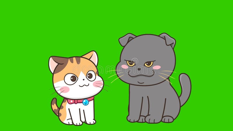 Cats Holding Hands Animation on Green Screen for Creative Projects ...