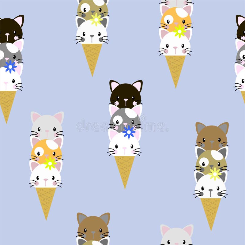 Cats and ice cream stock vector. Illustration of icecream - 125380944