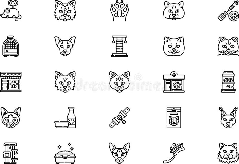 Cats Icons Collection is a Vector Illustration with Editable Stroke ...