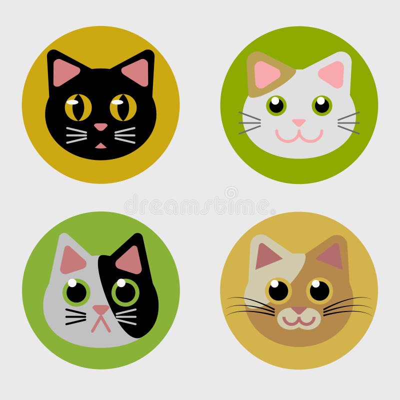 Cats icons set stock vector. Illustration of kitten - 102476332