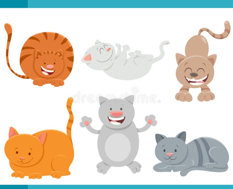 Cats and Kittens Comic Characters Set Stock Vector - Illustration of ...