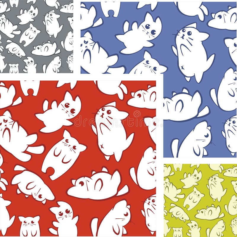 Cats and Kittens - Seamless Pattern Set. Stock Vector - Illustration of cartoon, cute: 47200581