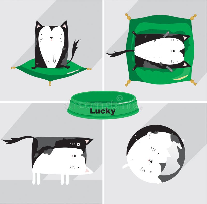 Cats life icons set stock illustration. Illustration of monster - 58058001