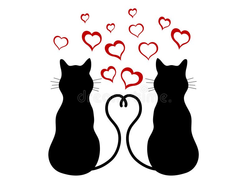 Two black cats in love stock vector. Illustration of colours - 26559621