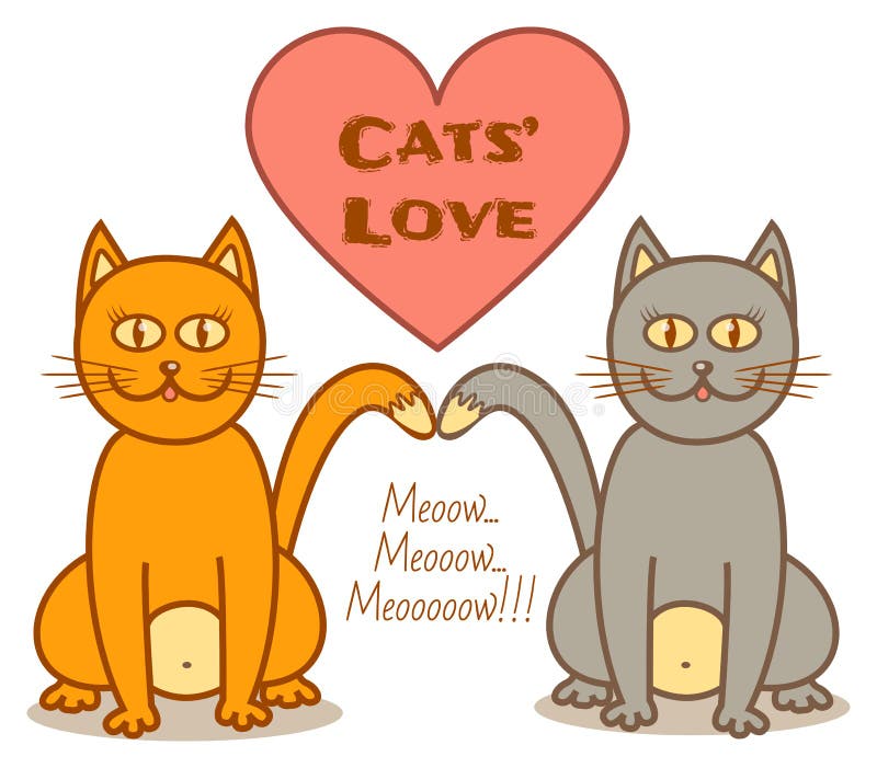 Cats love stock vector. Illustration of cartoon, card - 44697975