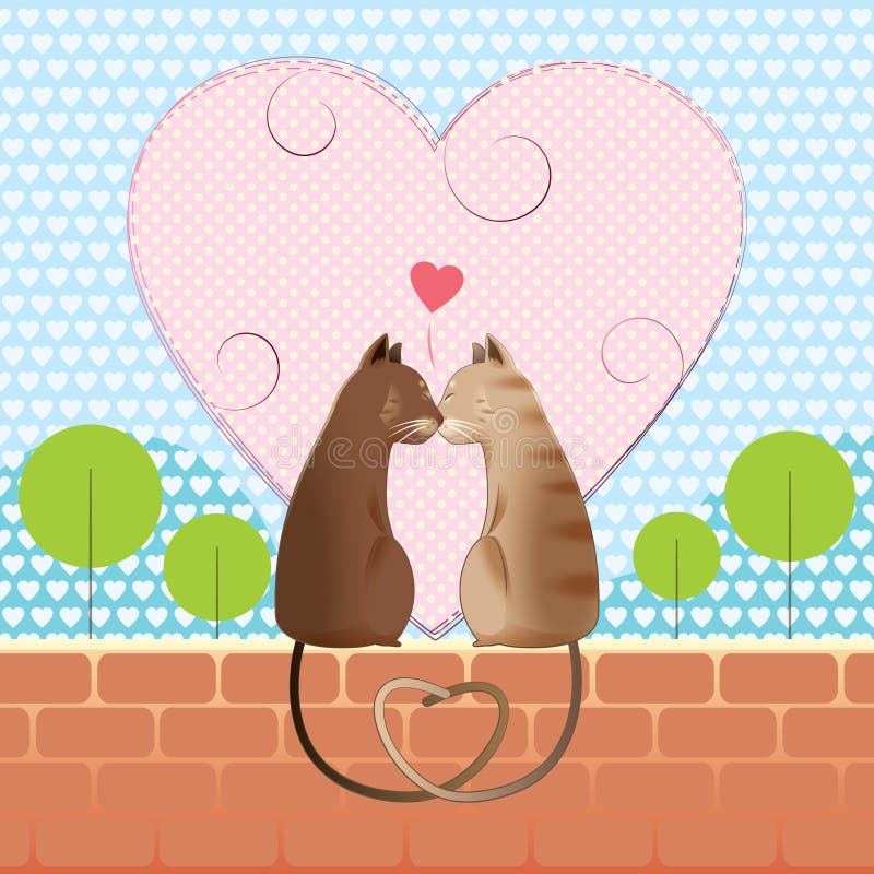 Cats in Love. Vector Illustration Decorative Design Stock Vector ...