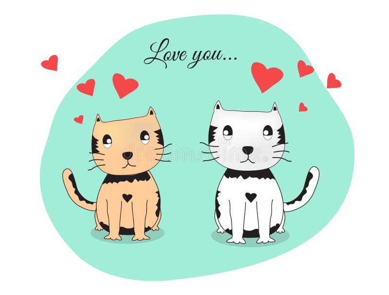 Cats Lover Vector, Cat Couple Stock Vector - Illustration of beautiful ...