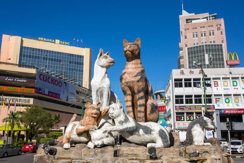 Cats Monument at the Downtown Kuching, Malaysia. Editorial Photography ...