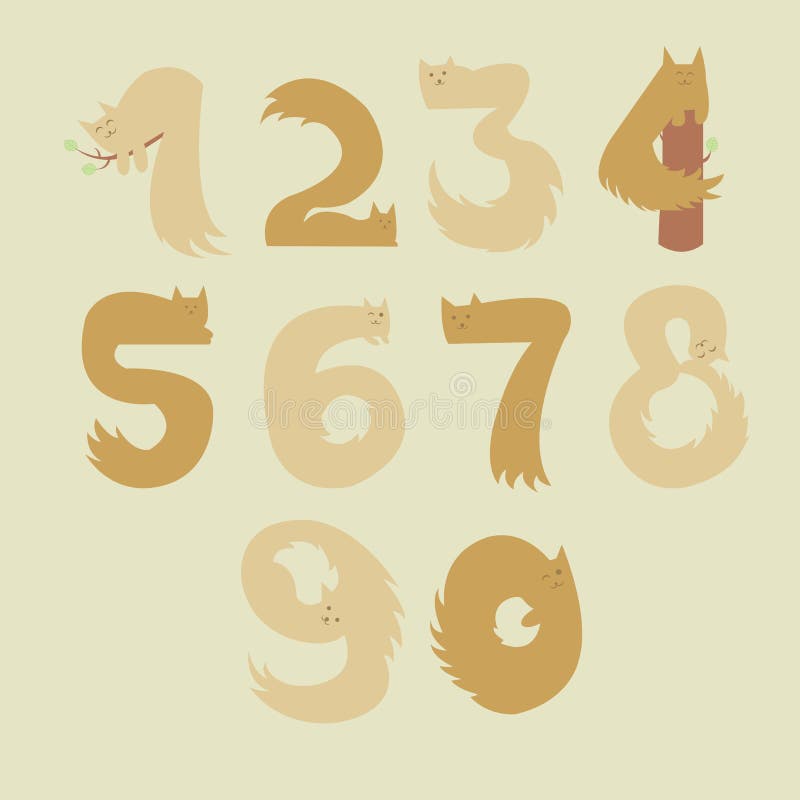 Cats numbers stock vector. Illustration of design, cartoon - 57221271
