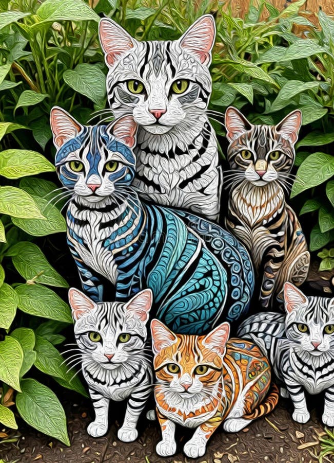 Cats . Oil Paint. Animal Illustration Stock Illustration - Illustration ...