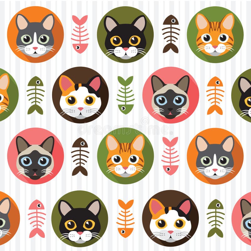 Cats pattern stock vector. Illustration of forest, head - 66179488