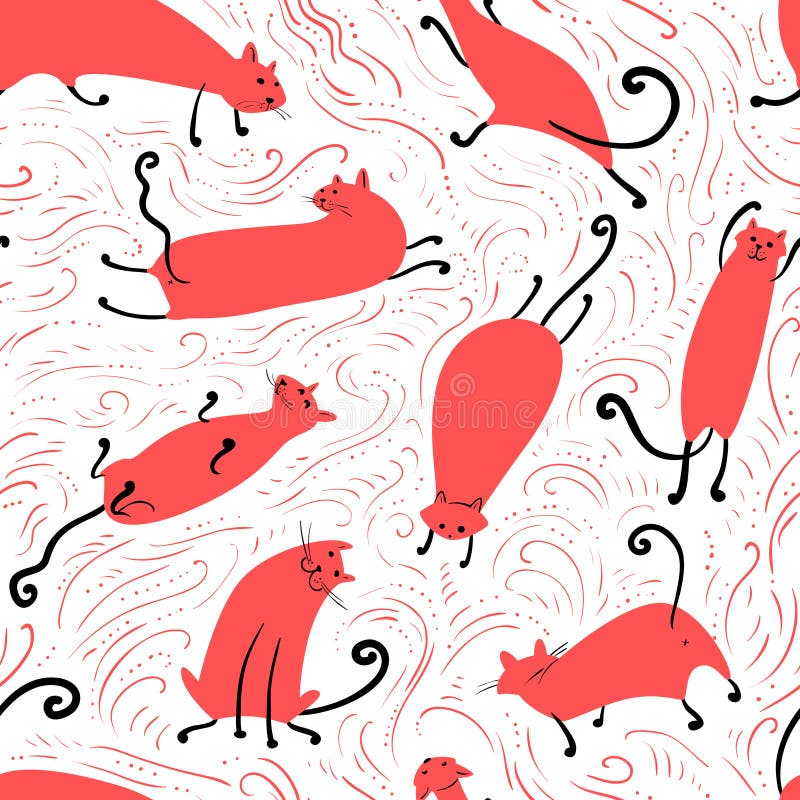 Cats pattern stock vector. Illustration of decoration - 67602882