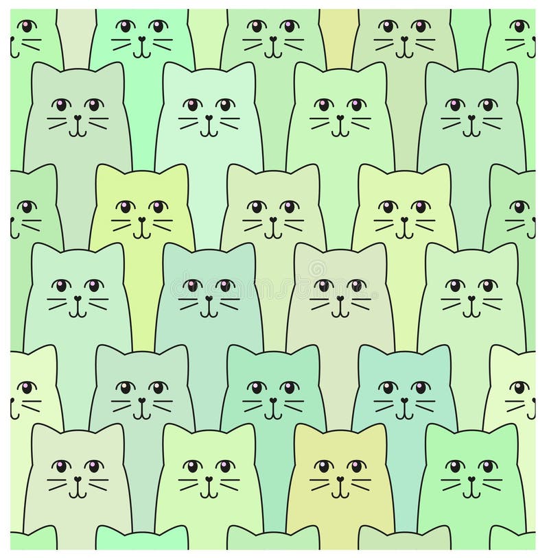Colorful Cats Seamless Pattern Background Stock Vector - Illustration ...